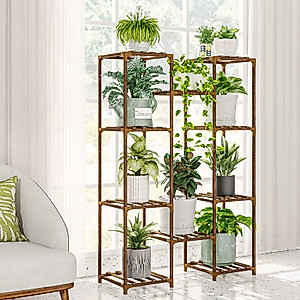 GENTINGBRO Indoor Plant Shelf Stand Outdoor Tall Plant Rack for 11 Pots Large Hanging Plant Holder For Multiple Plants Patio Balcony Garden