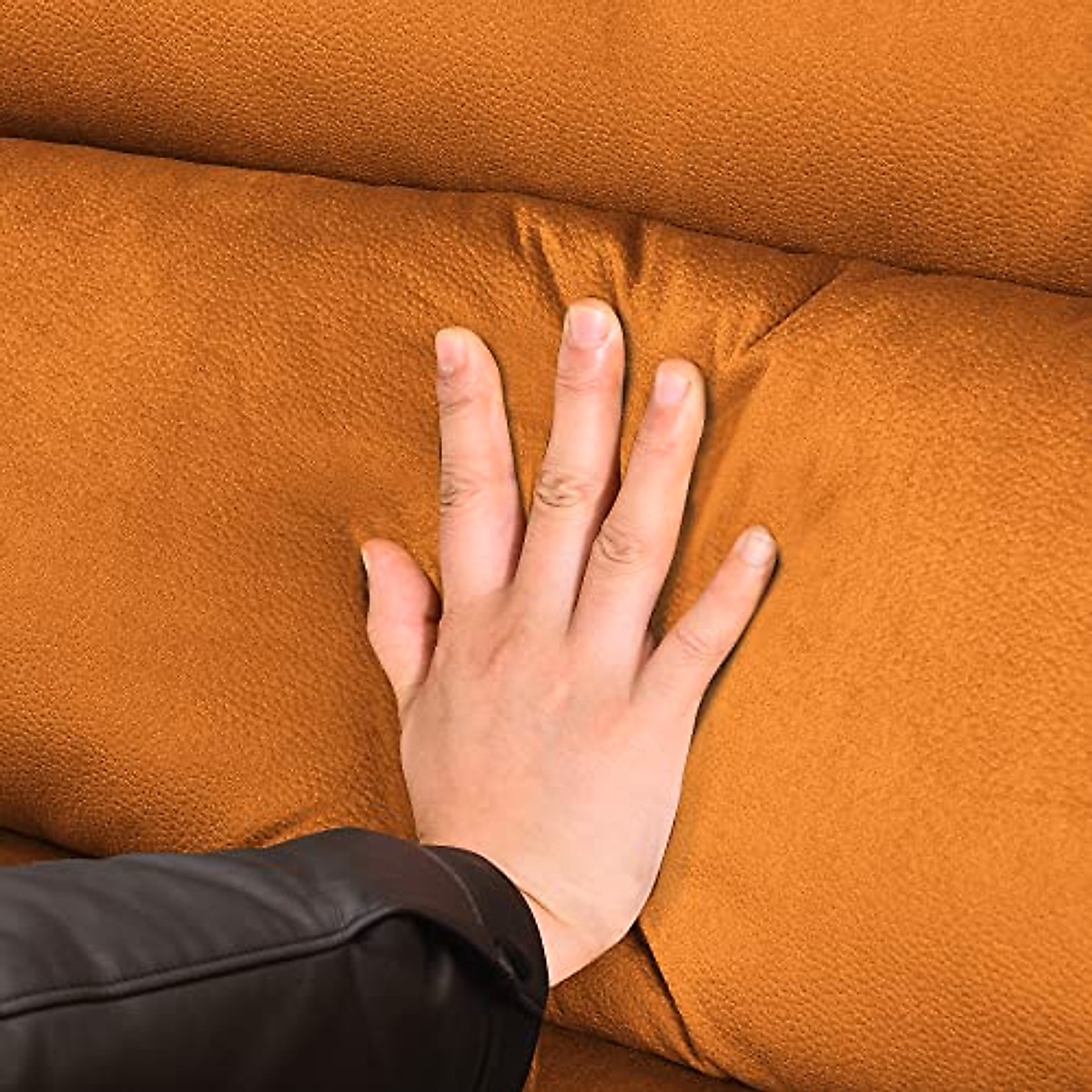 BIADNBZ Sectional Sofa with Reversible Chaise Lounge, Modern Flannel L-Shaped Couch for Living Room, 111", Orange