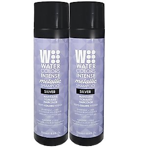 Watercolors INTENSE METALLIC Semi Permanet Color Depositing Shampoo-Sulfate & Paraben Free to Maintain & Enhance Hair Color 8 fl oz - SILVER (2 Count)