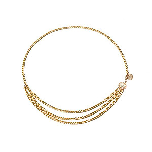 Anglacesmade Body Chain Metal Link Multilayer Waist Chain Coin Charm Pendant Waist Belt Prom Party Festival Belly Dancer Jewelry for Women and Girls (Gold)