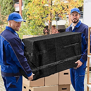 12 Moving Packing Blankets - 80 x 72 Inches (65 lb/Dozen) Heavy Duty Moving Pads for Protecting Furniture Professional Quilted Shipping Furniture Pads Black
