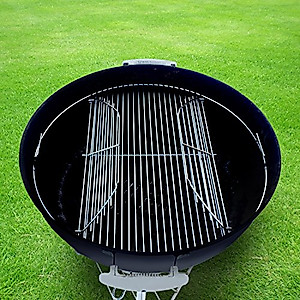 GRILLVANA 22 Inch 201 Stainless Steel Hinged Grilling/Cooking Replacement 22” grill grate - Compatible with Weber 22" Charcoal Grills - Kettle Charcoal BBQ Grilling Accessories