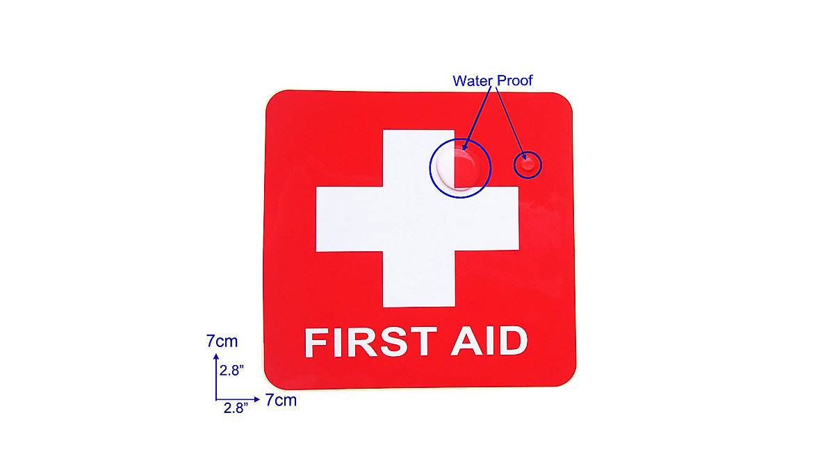 HAISDA Waterproof First Aid Logo Stickers | Emergency Safety Signs