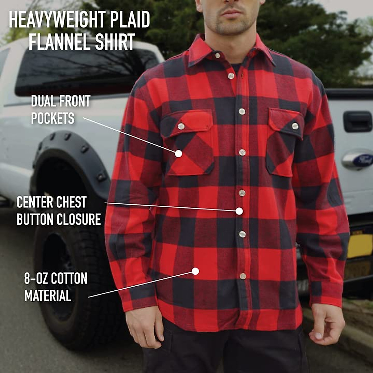 Rothco Buffalo Plaid Flannel Shirt - Rugged Comfortable and Warm Outdoor Shirt Jacket (US, Alpha, Large, Regular, Regular, Red Plaid)