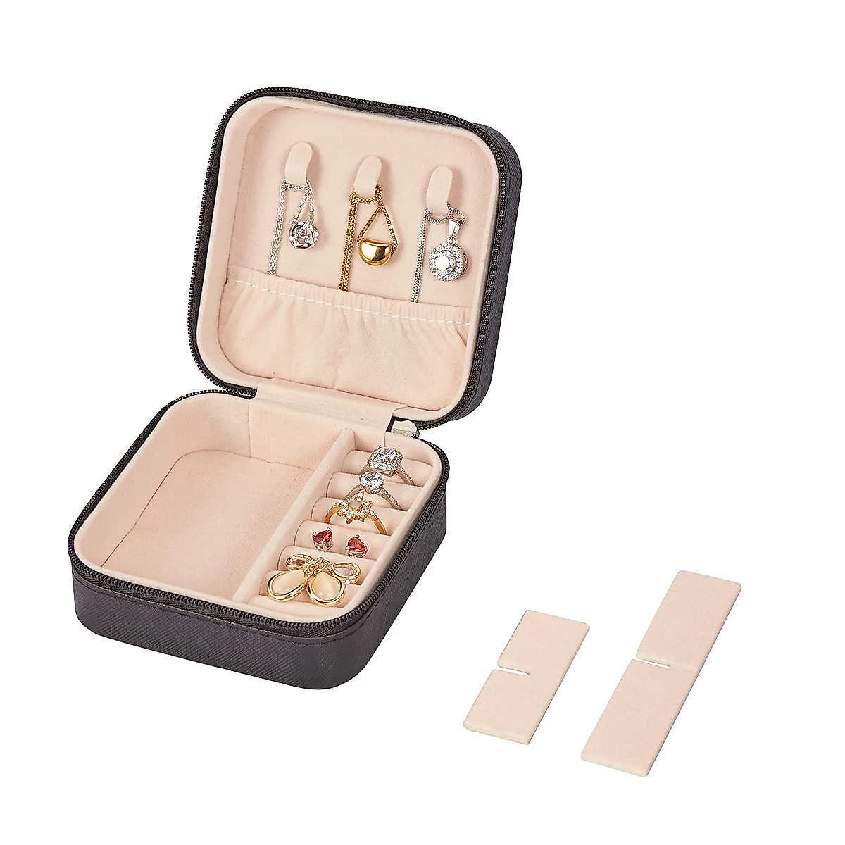 LETURE PU Leather Small Jewelry Box, Travel Portable Jewelry Case for Ring, Pendant, Earring, Necklace, Bracelet Organizer Storage Holder Boxes (White)