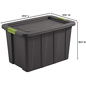 Sterilite 30 Gal Latching Tuff1 Storage Tote, Stackable Bin with Latch Lid, Plastic Container to Organize Garage, Basement, Gray Base and Lid, 4-Pack