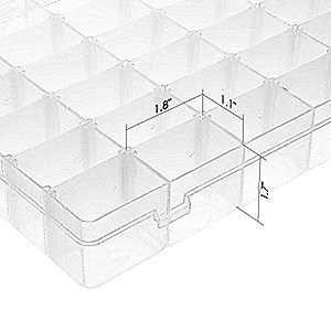 Gospire 36 Grids Clear Plastic Jewelry Box Organizer Storage Container with Removable Dividers (36 Grids - Clear)