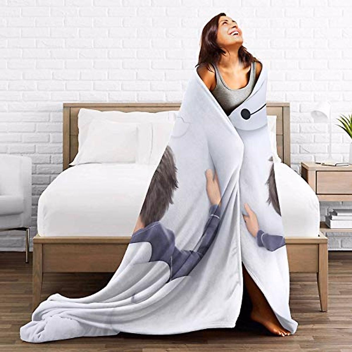 WEQDUJG White Baymax Blanket Throws Bed Queen Size Ultra Soft Micro Fleece Warm Fluffy Couch Living Room Luxury Blankets 50 x 40 in