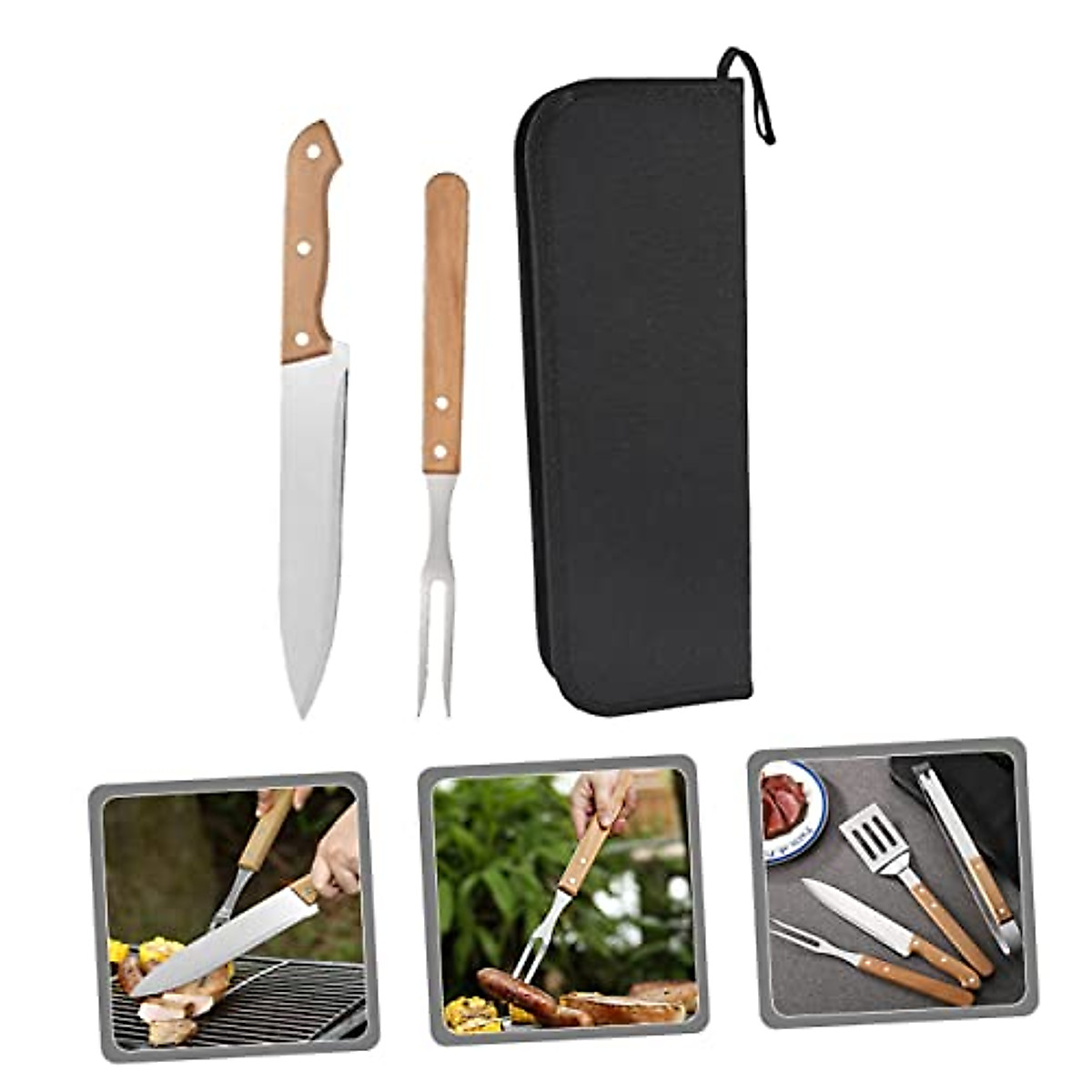 MUSISALY 1 Set Barbecue and Fork Tools Beef Fork Chef Carving Fork Poultry Serving Fork Kitchen Roast Fork Marshmallow Fork kit Meat Fork Travel Stainless Steel Outdoor