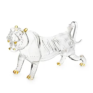 Tiger Decanter 1000ml 11"L Whiskey and Wine Decanter by The Wine Savant 7"H, Tiger Glass Decanter For Whiskey, Scotch, Spirits, Wine, For Whiskey Lovers, Tiger Lovers, Tiger King Gifts