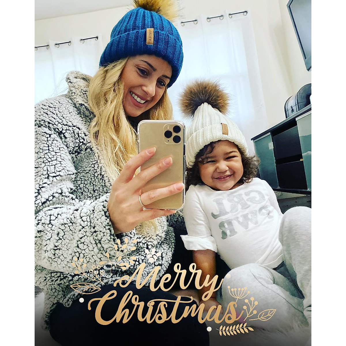 FURTALK Toddler Beanie Satin Lined Baby Boys Girls Winter Hats Pom Pom Beanies for Kids Beige