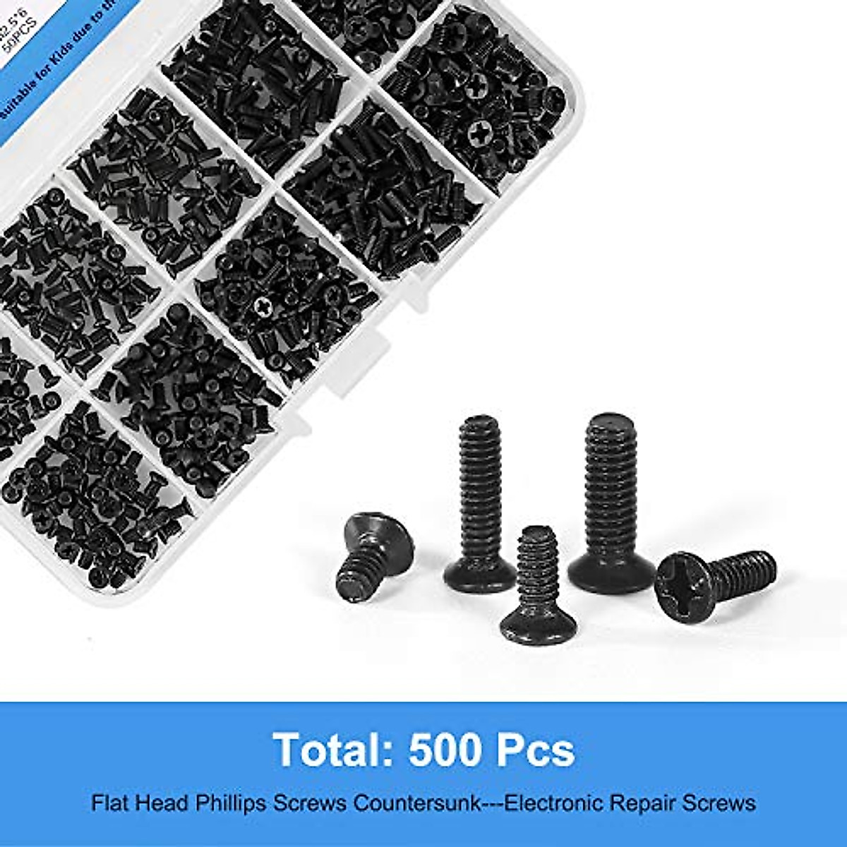 MEIYYJ 500pcs M2 M2.5 M3 Laptop Notebook Computer Replacement Screws Kit, PC Flat Head Phillips Screw Assortments, Countersunk SSD Electronic Repair Accessories for Sony DELL Samsung IBM HP Toshiba