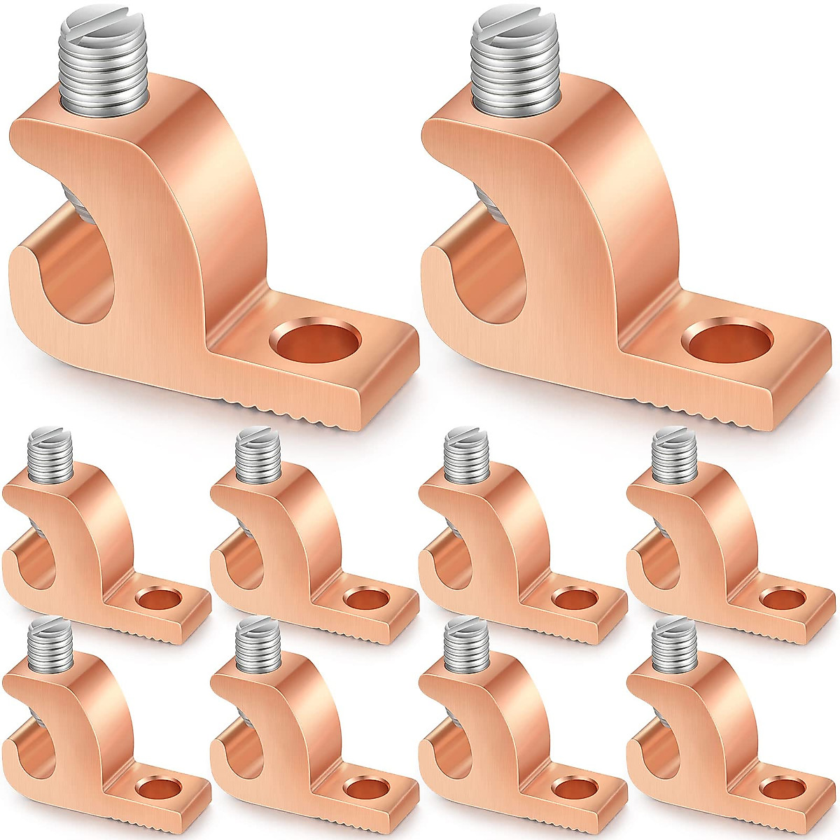 10 Pack Lay in Connector Pool Bonding Lug Copper Conductor Lay in Connector Copper Lay in Lugs AWG for Grounding Swimming Pool and Conduits, 4-14 Wire Range