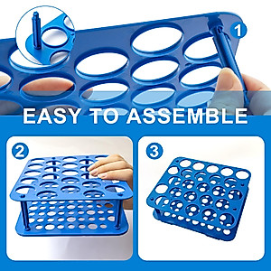 CryoKing 5PCS 25-Well Centrifuge Tube Rack for 50ml Vials, Plastic, Detachable Stand,Blue, Individual Package