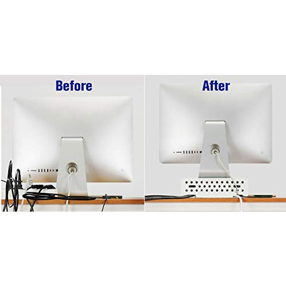 Kantek Cable Management Power HUB and Stand with USB Charging Ports, 5 OUTLETS, 3 USB, 6.5 FT Cord, White