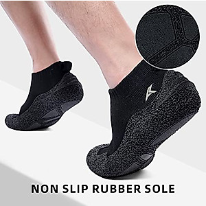 Akk Barefoot Sock Shoes Men Women - Minimalist Toe Zero Drop Walking Shoes Comfortable Ultra Portable Non Slip Multi-Occasion Water Shoes All Black Men Size 8 Women Size 10
