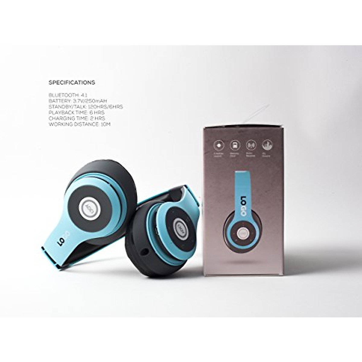 iJoy Bluetooth Headphones Over Ear, Wireless and Wired Foldable Headset Built-in Microphone, FM, Micro SD Card Slot - (Blue) Adults Kids Boys