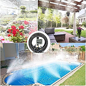 Misting Cooling System,Outside Water Misters for Outdoor Patio,80Ft(24M),Backyard Mist Hose Kits with Sprinkler Timer Yard,Lawn,Garden,Greenhouse,Fan,Umbrella,Canopy,Pool,Porch,BBQ Party Accessorie