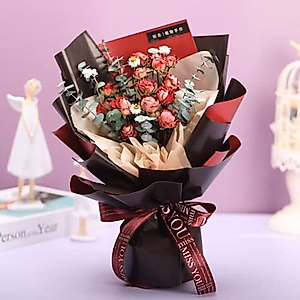 20 Pcs Black/Wine red Double Sided Color Flower Wrapping Paper,Waterproof Valentine's Day Bouquet Wrapping Paper 23x23Inch Used for DIY Crafts, Gift Packaging, Flower Shop Bouquet Packaging