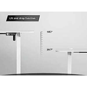 Furniwell Electric Height Adjustable Standing Desk Large Sit Stand up Desk Home Office Computer Desk 55 x 24 Inches Lift Table with T-Shaped Metal Bracket, White