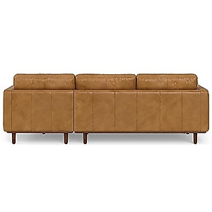 SIMPLIHOME Morrison Right Sectional Sofa in Full-Grain Genuine Leather, Sienna, 102-inches Wide, L-Shaped Leather Couch with Right Chaise for the Living Room and Family Room