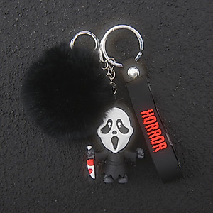 RUPUDDT Men Women Horror Movie Key Chains Boys Girls Kids Halloween Small Bell Keyrings for Party Favor K03