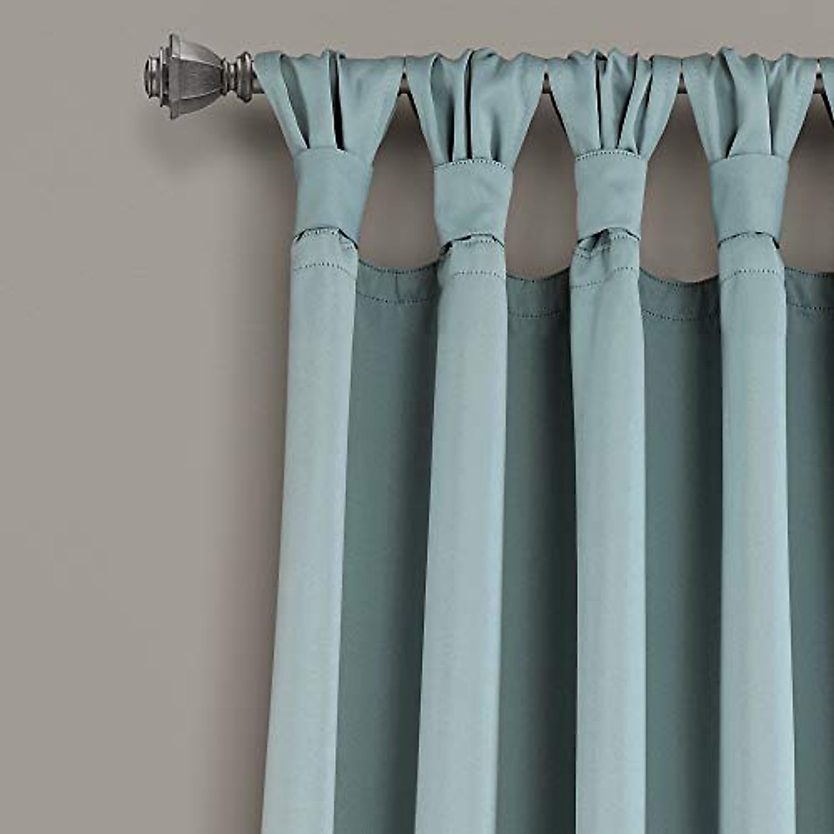 Lush Decor, Blue Insulated Knotted Tab Top Blackout Window Curtain Panel Pair, 84" x 52", 84 in x 52
