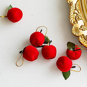 Artibetter Shatterproof Christmas Tree Baubles, Christmas Tree Pendant Foam Red Apple Decoration Christmas Apple Ornament Apple Shaped Hanging Xmas Tree Decor 60Pcs 2cm