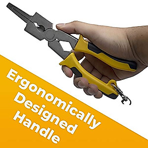 Strong Hand Tools PM12 Deluxe MIG Welding Plier, 8", Rounded & Flat Face Hammer, Fine & Coarse File, Side Pull V-Notch, Retention Chain, Ergonomic Grip