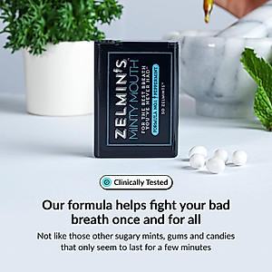Zelmin's Minty Mouth Breath Freshener - (3 Pack) Long Lasting Bad Breath Treatment for Adults, Instant Freshness Helps with Dry Mouth, Natural Breath Mints for Travel, Alcohol-Free, Keto, Gluten-Free