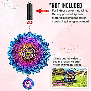 Wind Spinners for Yard and Garden - 12 inches Large - 3D Reflective Stainless Steel Hanging Wind Spinners - Home or Outdoor Decor - Kinetic Metal Art Design - Ideal for Gifts (12 Inches, Galaxy)