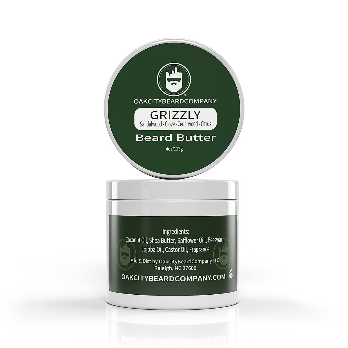Oak City Beard Company - Grizzly - 4 Ounce - Beard Butter - Beard Conditioner - Sandalwood - Clove - Cedarwood - Citrus