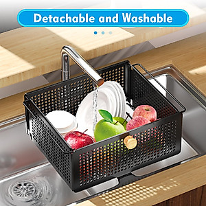 5 Tier Kitchen Rolling Cart with Drawers, Multipurpose Utility Cart, Storage Carts for Kitchen, Rolling Organization Carts with Lockable Wheels & Mesh Basket, Black