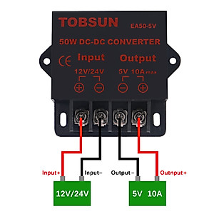 DWEII 2-Pack 12V to 5V Converter, DC 12V 24V to 5V 10A Step Down Converter Adapter DC Voltage Reducer Regulator Power Supplies Transformer Module