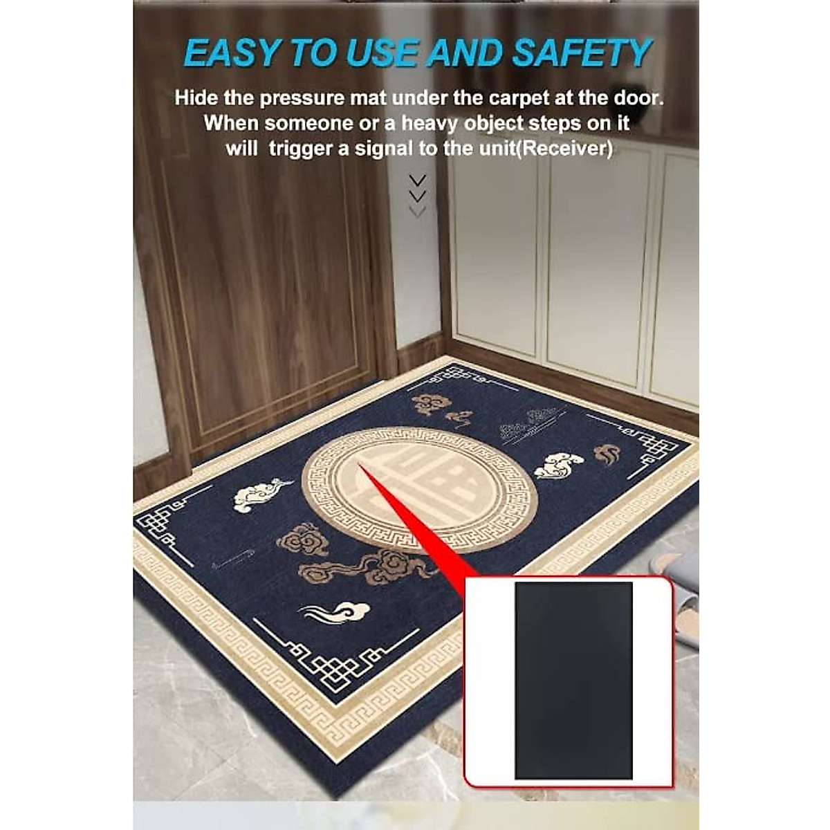 Digiteck Wireless Pressure Mat Doorbell and Alarm Systems, for Home, Flat Security White & Black