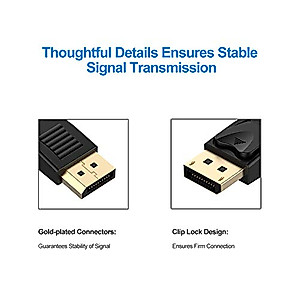 Rankie DisplayPort to DisplayPort Cable, DP to DP, 4K Resolution, 6 Feet, Black