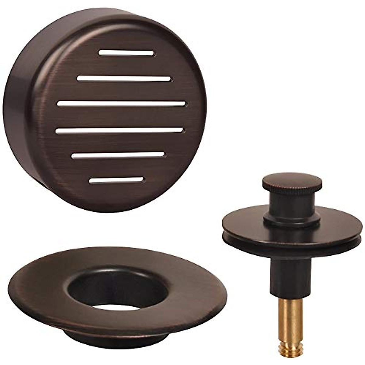 AB&A 60115 Tub Drain Trim Kit with Push eN Lift Stopper, Classic High-Capacity Overflow Plate, and Press-in Strainer Cover, Venetian Bronze