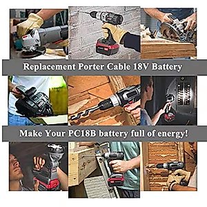 Cell9102 Replacement Porter Cable 18V Battery and Charger Starter Kit， PC18B Lithium Battery and Charger PCXMVC Compatible with Porter Cable 18V Cordless Power Tools,Capacity Output 2.0Ah
