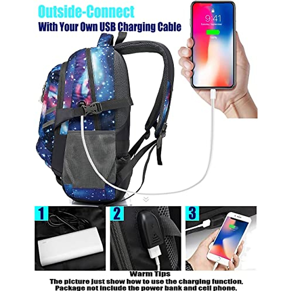 Kountan Laptop Backpack for School College Travel Business , Computer Bookbag Bag with USB Charging Port , Anti Theft Laptop Backpack Fits 15.6 Inch Notebook, Gifts for Men & Women(Galaxy) One Size