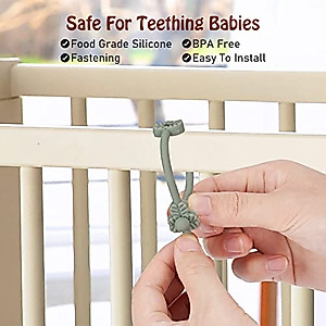 Toy Safety Straps, Silicone Pacifier Clips, Adjustable Stretchable Sippy Cup Straps for Strollers, High Chair, Cribs, Hanging Baskets, Car Seat, Shopping Trolley, 4 Pack, (Ether+Sage+Muted+Apricot)