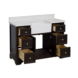 Kitchen Bath Collection Zelda 48-inch Farmhouse Vanity (Quartz/White): Includes White Cabinet with Stunning Quartz Countertop and White Ceramic Farmhouse Apron Sink