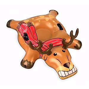 BigMouth Inc Large 48" Inflatable Snow Tube for Kids and Adults, Durable Winter Toy for Tubing & Sledding - Reindeer