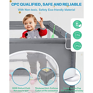 Baby Playpen with Mat, Large Baby Play Yard for Toddler, BPA-Free, Non-Toxic, Safe No Gaps Playards for Babies, Indoor & Outdoor Extra Large Kids Activity Center 71"x59"x25" with 0.315" Playmat