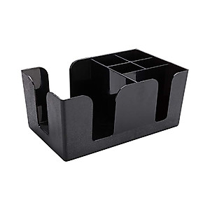 Restaurantware 9.5 x 5.8 x 4.2 Inch Bar Caddy, 1 Pebbled Napkin Holder-6 Compartments, Organize Straws, , or Condiments, Black Plastic Bar Organizer, For Homes, Bars, Restaurants, or Offices