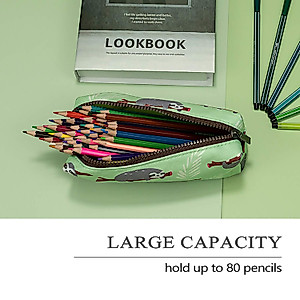 LParkin Sloth Students Super Large Capacity Canvas Pencil Case Pen Bag Pouch Stationary Case Makeup Cosmetic Bag (Green)