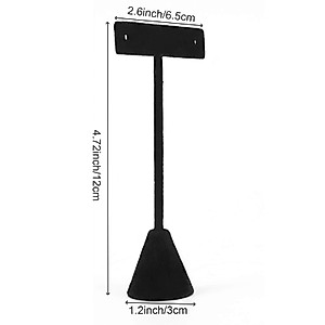ZEONHEI 6 PCS 4.73 Inch T Stand Earring Holder, Black Velvet Earring Display T Shape Organizer, Metal T Bar Earring Display Stand for Selling, Showcase Display, Jewelry Trade Show