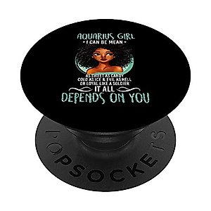 Birthday Gift Aquarius Girl Zodiac for Women PopSockets PopGrip: Swappable Grip for Phones & Tablets