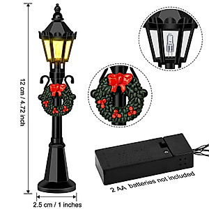 Christmas Mini Street Light Models, 4 Pcs Mini Street Lamp Dollhouse Streetlight Models, Miniature Christmas Village Pathway Lantern Post for DIY Micro Landscape Fairy Garden Accessories