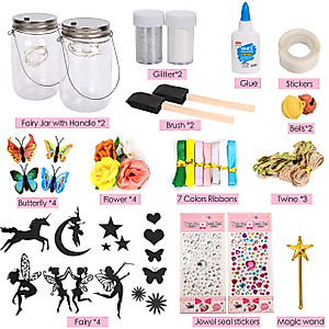 STICKY LIL FINGERS Fairy Jar Night Light Kit - Make Your Own Lanterns Set - Fairy Lantern Craft Kit for Girls - Fairy Night Light - Fairy Jar Kit - Gift Craft Fairy - Fairy Potions Craft Kit