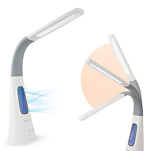 OttLite Cool Breeze LED Lamp with Bladeless Fan - 3 Speed Options & 5 Brightness Settings with Energy Efficient Natural Daylight LEDs - Desktop, Table or Nightstand Lamp for Studying or Reading